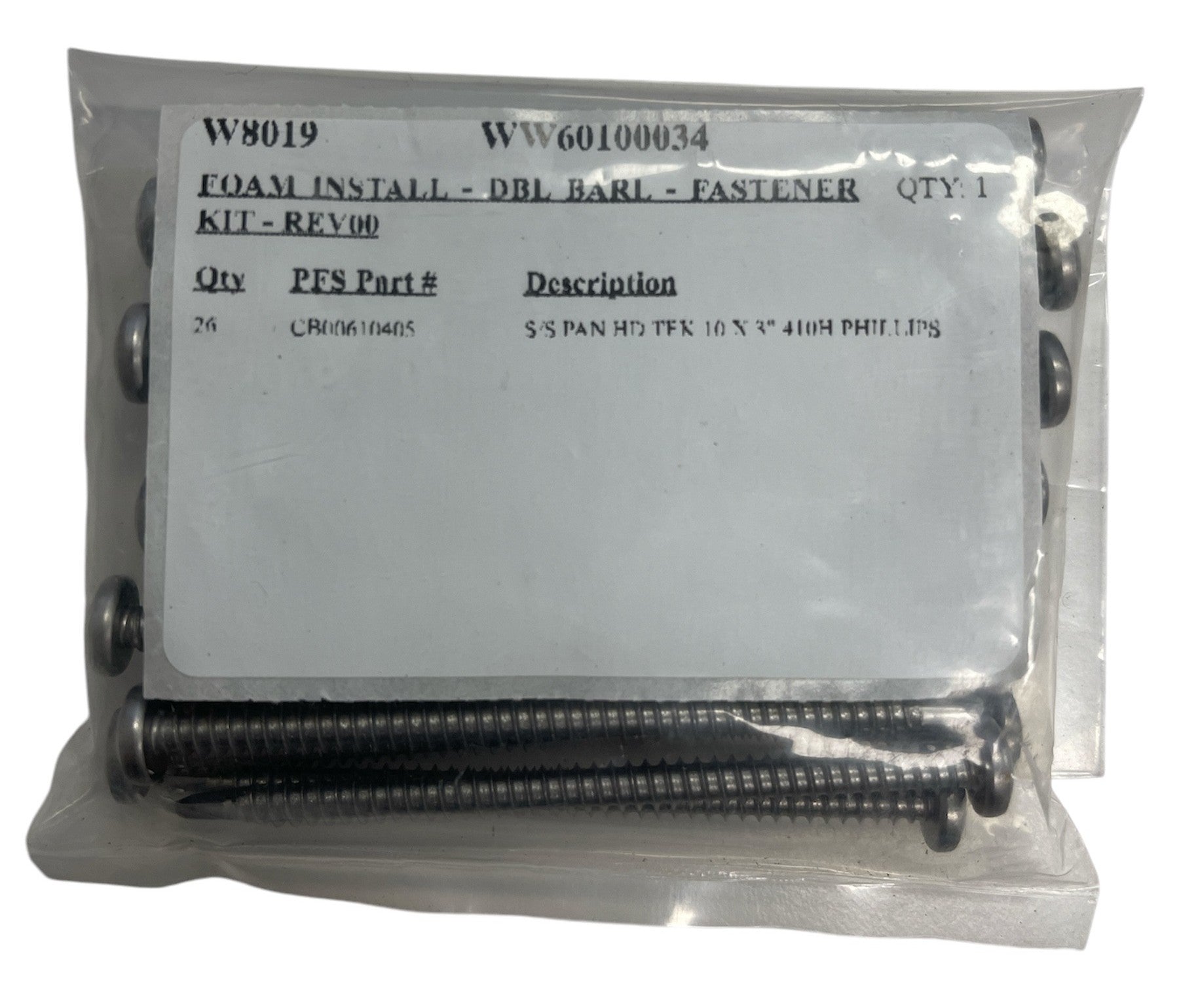 Fastener Kit - Foam - Instl, Arch-CVRS - Double Barrel – Shiners Car ...